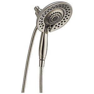 Delta Faucet 5-Spray In2ition 2-in-1 Dual Shower Head with HandHeld Spray, Brushed Nickel Hand Held Shower Head with Hose, Handheld Shower Heads, 2.5 GPM Shower Head, Stainless 58569-SS25-PK