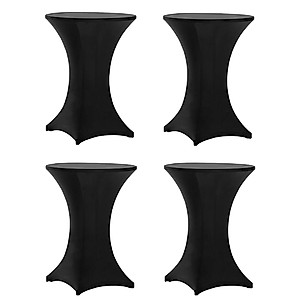 Tina's 4 Pack 30x42 Inch Highboy Spandex Cocktail Table Covers Black, Cocktail Table Spandex Covers, Fitted Stretch Cocktail Table Tablecloth for Round Tables (4PC 30X42 Black)