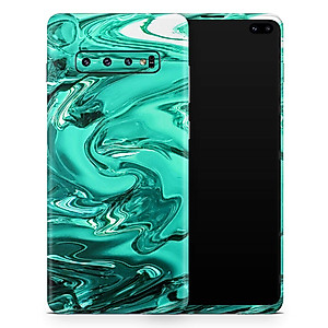 DesignSkinz Bright Trendy Green Color Swirled Protective Vinyl Decal Wrap Skin Cover Compatible with The Samsung Galaxy S20 (Screen Trim & Back Glass Skin)