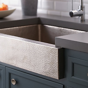 Native Trails CPK591 Paragon Apron-Front Copper Kitchen Sink, 33" x 22", Brushed Nickel