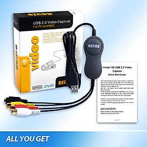 Mwin USB 2.0 Video Capture Card, VHS/VCR to Digital Converter, Digitize Analog Video for Mac or Windows, Easy VHS/VCR/TV to DVD