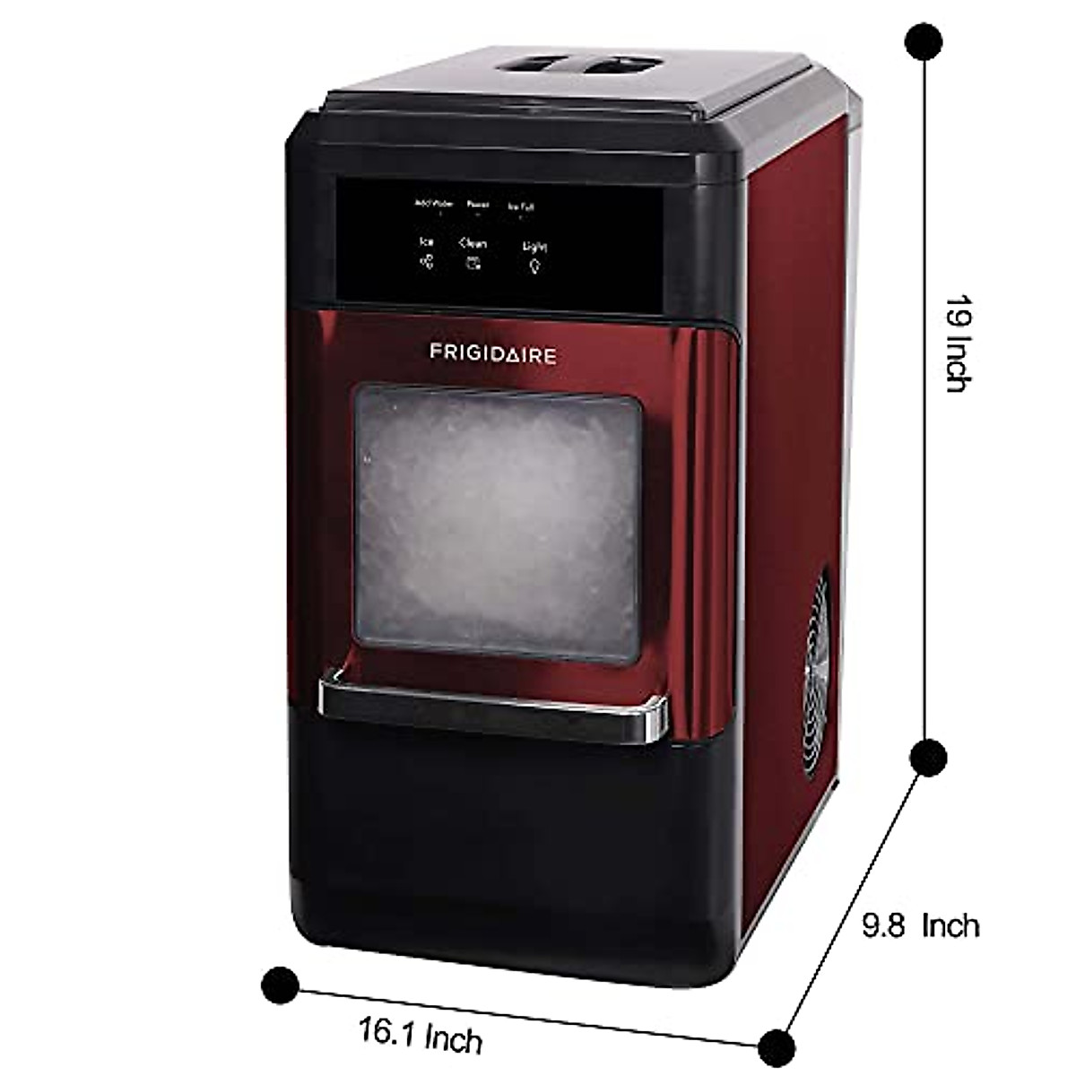 FRIGIDAIRE EFIC237 Countertop Crunchy Chewable Nugget Ice Maker, 44lbs per Day, Red Stainless