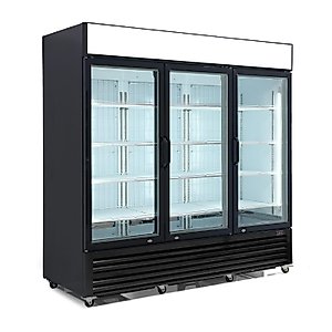 Vortex Refrigeration Commercial Grade Merchandiser Refrigerator with 3 Fog Resistant Glass Doors, 69 Cubic Feet, Black