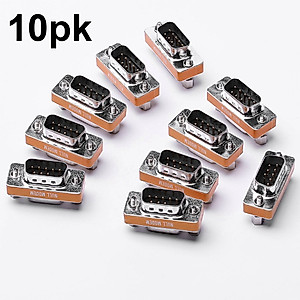 Arnorin DB9 Null Modem Adapter Male to Female Slimline Data Transfer Serial Port Adapter 10 Pack
