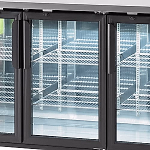 Arctic Air ABB72G 73-Inch Glass 3-Door Commercial Back Bar Refrigerator, 20.7 Cubic Feet and 84 6-Packs Capacity, 115v