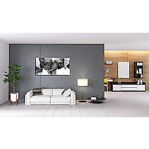 DZL Art D73050 Black and White Elephants Entwine Wall Art Canvas Painting Ready to Hang for Living Room Bedroom Office Wall Decor Home Decoration