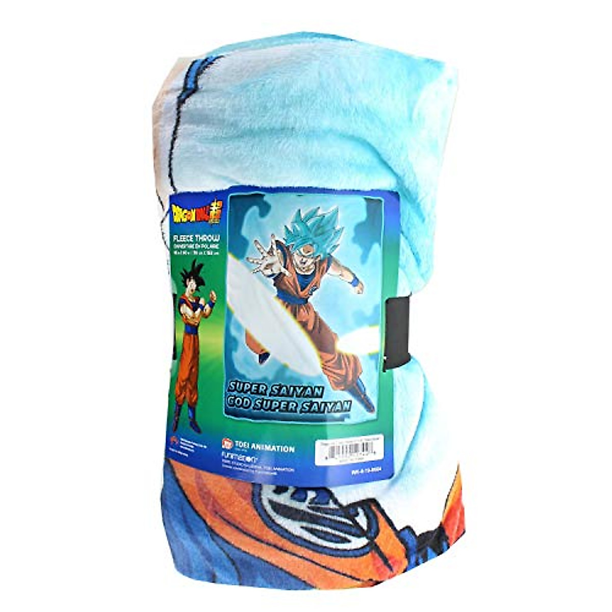 JUST FUNKY Dragon Ball Super Goku Super Saiyan Blue Fleece Throw Blanket | Features Goku's Super Saiyan God Super Saiyan Form | 60 x 45 Inches