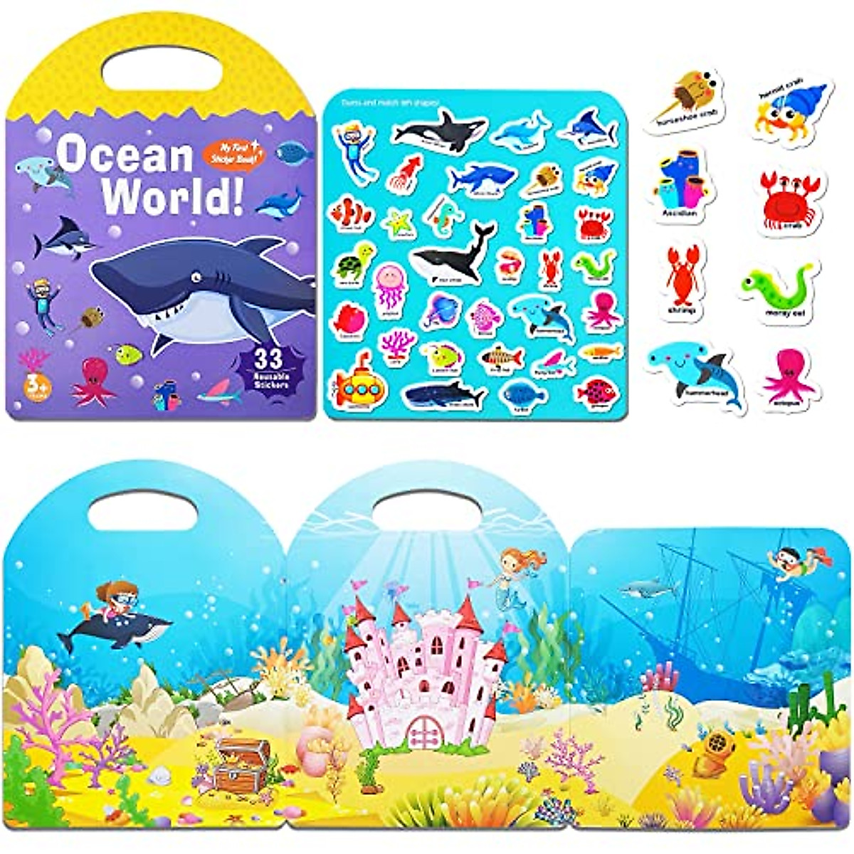 Stickers Book for Kids，3D Jelly Stickers，Reusable Stickers Book for Boys&Girls, 33pcs Reusable and Removable Stickers Kids Birthday Party Decorations for Wall Home Room