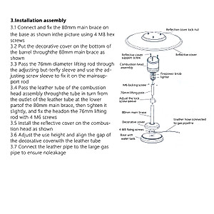 HQQ Outdoor Heaters 46000 BTU Umbrella natural gas patio heater for Natural Gas Adjustable Height Including 145-200cm(57-78in).Contains of 12-Foot-Long Natural Gas Hose.hammered Bronze