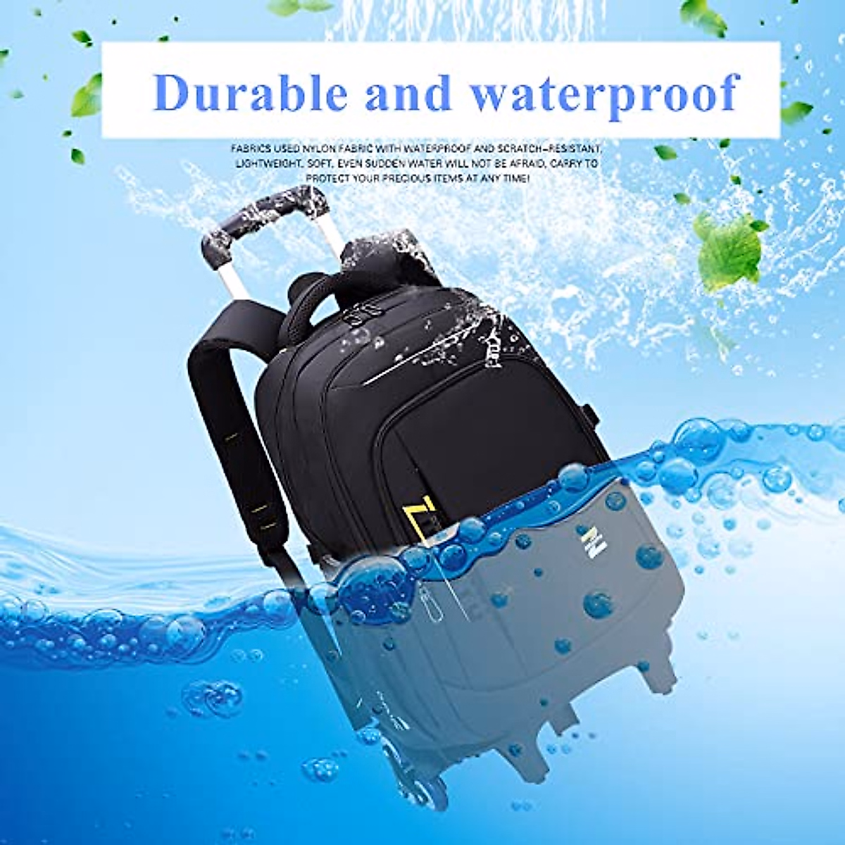 YJMKOI Large Capacity Trolley Backpack for Boy Middle School Rolling Bookbag Carry-on Luggage School Bagwith Wheels