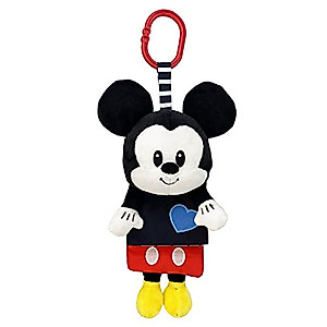 KIDS PREFERRED Disney Baby Mickey Roll Out Soft Book, Black and White High Contrast Crinkle Plush, Boys and Girls Ages 0+, Stroller On The Go (81257)