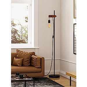 addlon Industrial Vintage Floor Lamp, Ajustable Farmhouse Floor Lamp, Wood Standing Lamp with Sturdy Base Rustic Tall Pole Light, Unique Tree Floor Lamps for Living Room Bedroom Office
