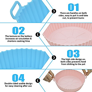 Air Fryer Silicone Pot, 2 Pack Reusable Silicone Air Fryer Liners, Air Fryer Accessories, Replacement for Disposable Parchment Paper Liner Fit 3.5-7Qt