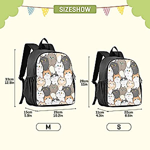 Blueangle Cute Cartoon Cats Print Waterproof Backpack - Lightweight Backpack Boys Girl 2-6 Year School Bag（872）
