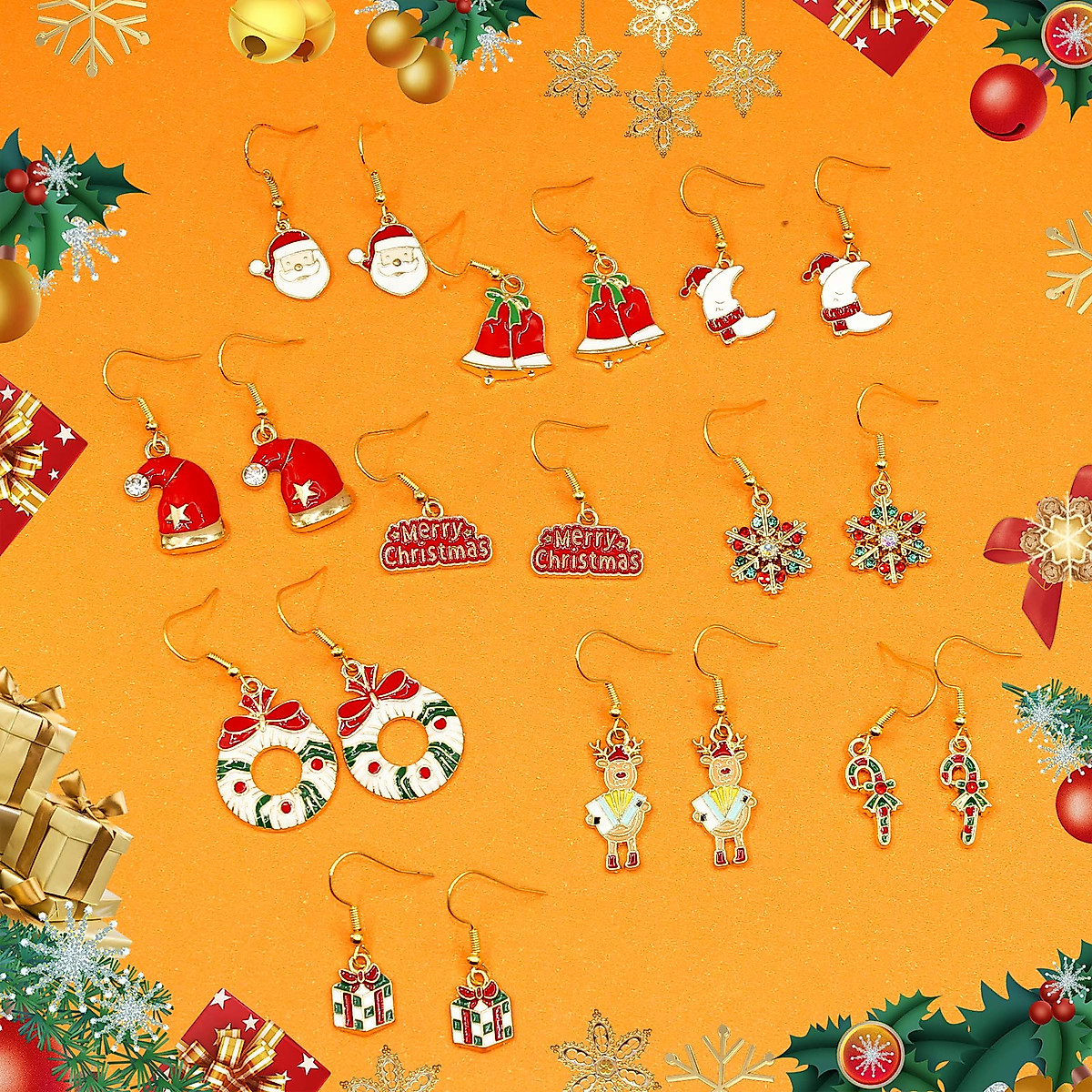 20 Pairs Christmas Earrings for Women Christmas Drop Dangle Earrings Set Christmas Tree Holiday Earrings Hook Earrings Party Jewelry Christmas Gifts