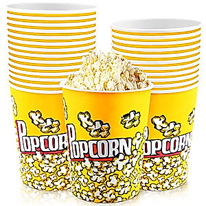 WYOMER 25 Pack 32oz Paper Popcorn Boxes Popcorn Containers Popcorn Buckets Disposable Pop Corn Tubs for Party and Movie