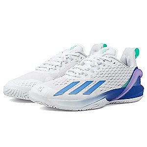 adidas Women's Adizero Cybersonic Sneaker, White/Blue Fusion/Pulse Mint, 7.5