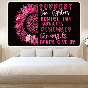 Breast Cancer Awareness Backdrop for Photography Breast Cancer Banner October Pink Ribbon Decor Breast Cancer Decoration for Home Office Party-71×43’’