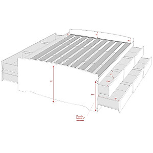 Prepac Tall Queen Captain's Platform Storage Bed with 12 Drawers, Espresso