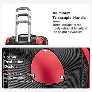 Joyway Luggage 8-Piece Travel Sets, Hardside Suitcase with Spinner Wheels,Checked Suitcase with TSA Locks(24Inch Black&Red)