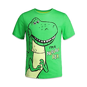 Disney Pixar Toy Story Buzz Lightyear Woody Rex Slinky Dog Toddler Boys 4 Pack T-Shirts Multi 4T