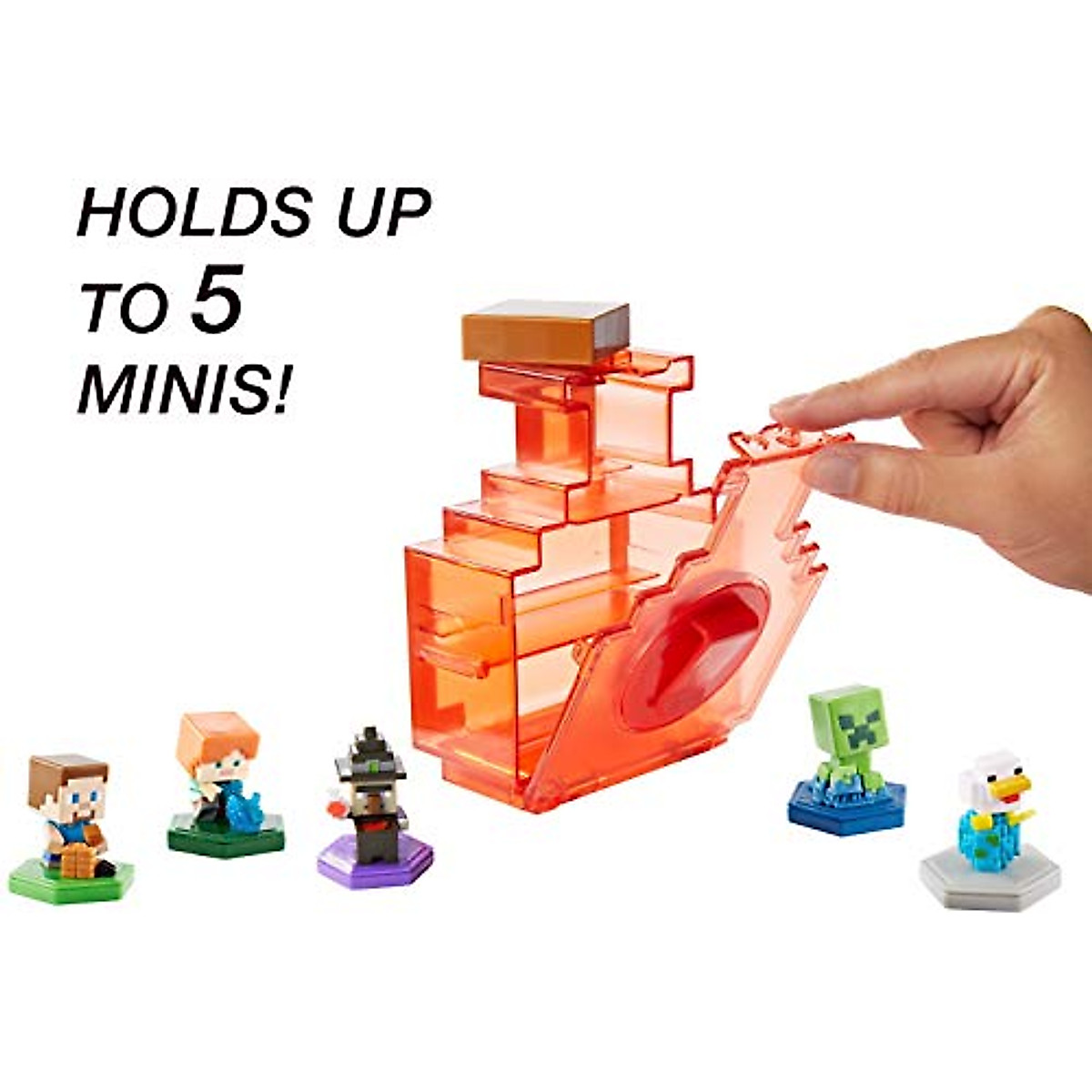 Mattel Minecraft Carry Along Potion Plus Exclusive Mini Figure, Carrying Case for Mini Figures, Based on Minecraft Video Game, Toys for Kids Age 6 and Up