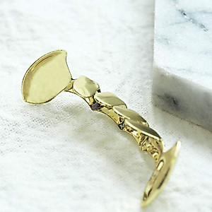 24K Gold Plated Grillz Bottom Vampire Fangs Grill Hip Hop Teeth Caps + Extra Molding Bars + Microfiber Cloth