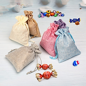 BeiLeiNiceHK 30pcs Small Burlap Bags With Drawstring, Gift Pouches,Drawstring Burlap Bags,Jewelry Bag,Small Gift Bags,Christmas Bags 6 Colors