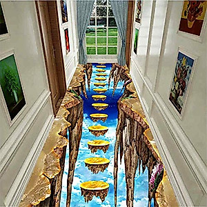 YQ WHJB Area Rug 3D Pastoral Style,Floral Road Corridor Mat,Entrance Indoor Floor Mat,3D Geometric Optical Illusion Carpets E 50x160cm(20x63inch)