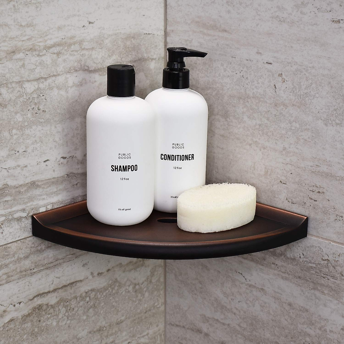 Questech Decor Corner Shower Shelf, 8 Inch Lugged for New Construction, Shower Corner Shelf for Tiled Walls, Metro Lugged Shower Caddy Bathroom Organizer, Oil Rubbed Bronze