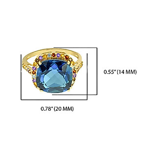 YoTreasure London Blue Topaz Citrine Garnet Smoky Quartz 14k Yellow Gold Cluster Ring