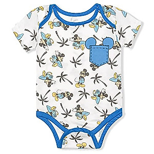 Disney Mickey Mouse Boys 3 Pack Short Sleeve Bodysuit for Newborn – Blue/White/Grey