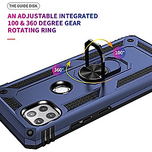 for Motorola One 5G Ace Phone Case, Moto One 5G Ace Case with HD Screen Protector, [Military Grade 16ft. Drop Tested] Ring Shockproof Protective Phone Case for Motorola One 5G UW Ace,Blue