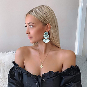 Statement Earrings Beaded Raffia Palm Bohemian Drop Dangle Earrings for women