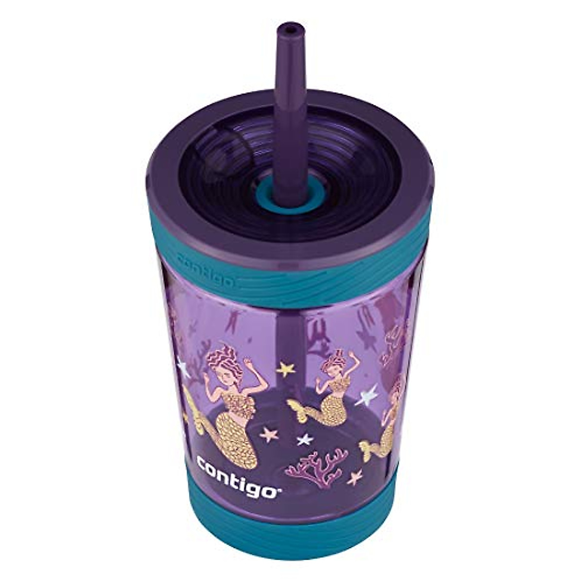 Contigo Kids Spill-Proof 14oz Tumbler & Kids Spill-Proof 14oz Tumbler with Straw and BPA-Free Plastic, Fits Most Cup Holders and Dishwasher Safe, Nautical Fish