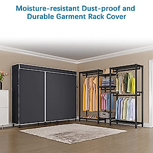VIPEK V6C Heavy Duty Covered Clothes Rack 5 Tiers Wire Garment Rack Large Size Wardrobe Closet Black Metal Clothing Rack with Black Oxford Fabric Cover, 75.6" L x 18.5" W x 76.4" H, Max Load 780 LBS