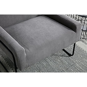 i-POOK Mid Century Modern Metal Frame Armchair, Single Sofa Chair with Black Iron U-Shaped Legs, Upholstered Accent Chair for Living Room, Bedroom, Reading Room, Lounge, Grey