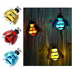 RAVTEK Solar Bee Lights, Smart Lighting Fairy Lights Outdoor with Switch, Waterproof Solar Decor Lights for Patio Garden Yard Bedroom (Yellow)