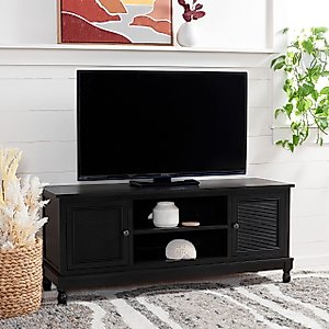 SAFAVIEH Home Collection Ryder Black 2-Door 1-Shelf Entertainment Stand up to 55" Flatscreen TV Media Unit