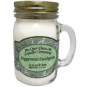Our Own Candle Company Peppermint Eucalyptus Scented 13 Ounce Mason Jar Candle