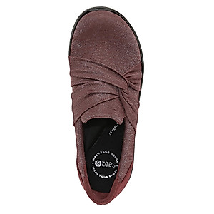 BZees Women's Glimmer Slip-Ons Loafer, Windsor Red Shimmer, 9 Wide