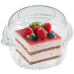 100PCS Clear Plastic Individual Cupcake Containers Boxes, Disposable Stackable Cupcake Holder, Salad Favor Cake Holder Muffin Case Cups Pod for Halloween, Christmas and New Year Party (Pack of 100)