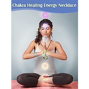 Batiyeer 10 Pieces Chakra Necklace Orgonite Necklace Crystal Pendant Necklace Spiral Chakra Healing Energy Necklace Adjustable Reversible Pendant for Women Men,1.4 Inches (Classic)