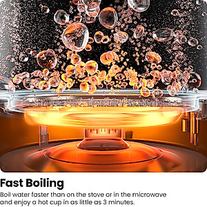 Chefman 1.7 Liter Electric Glass Tea Kettle, Fast Hot Water Boiler, One Touch Operation, Boils 7 Cups, Swivel Base & Cordless Pouring, Auto Shut-Off