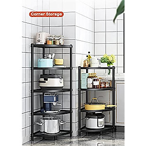 SHELF 5 Tier Kitchen Corner Shelf Rack Multi Layer Pot Rack for Organizer Cookware Stand Stainless Steel Shelves Holder