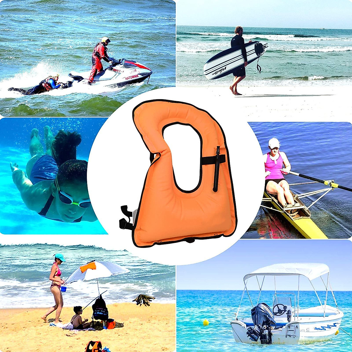 Snorkel Vest for Adults, Adjustable Light Snorkeling Jackets Safety Vests for Diving, Snorkeling, Swimming, Surfing (Up to 200 lbs Loading)