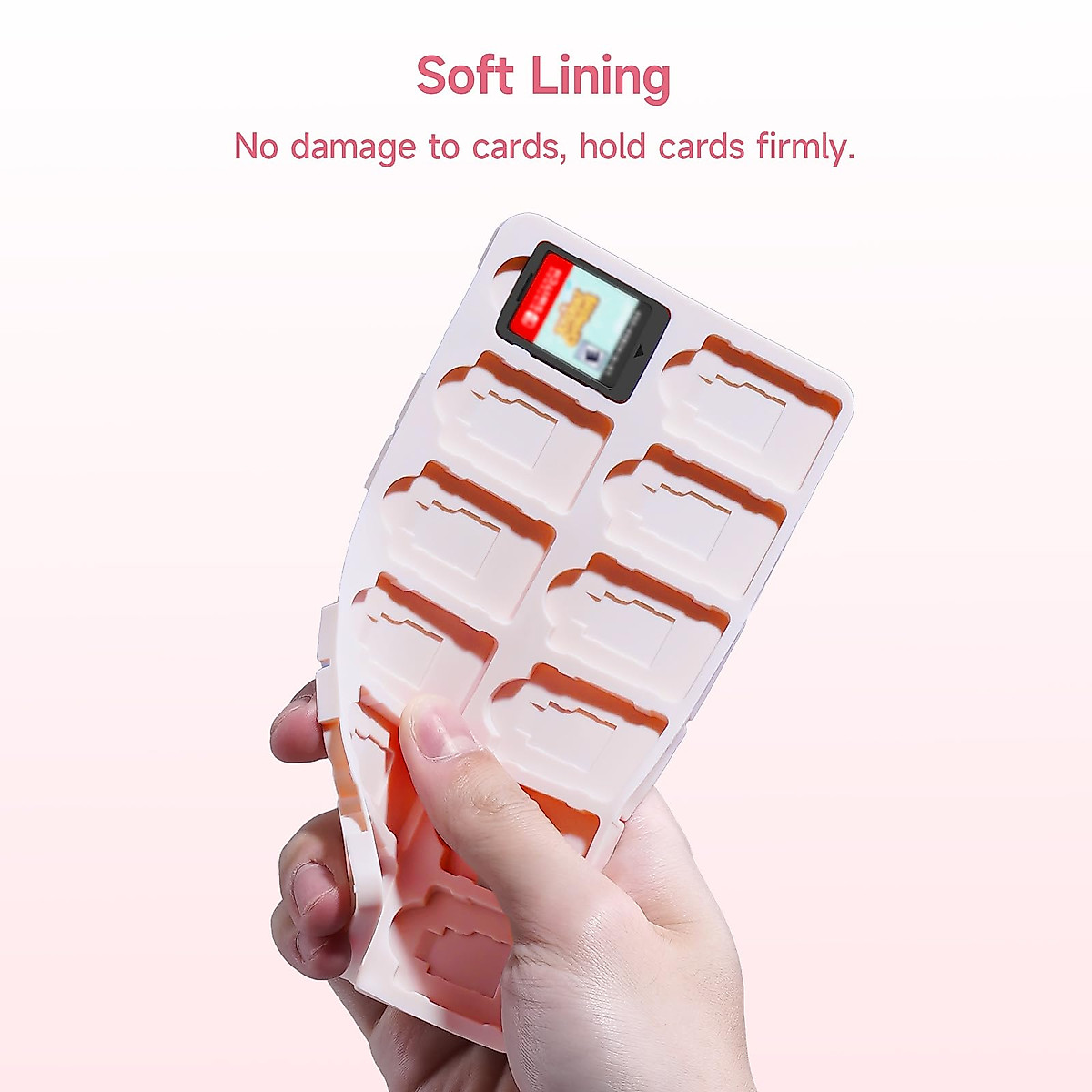 JINGDU 24-Slot Switch Game Card Case Compatible with Switch Games & micro SD Cards, the Games Holder Organizer Suitable for NS, Lite & OLED Game Cards, Pink