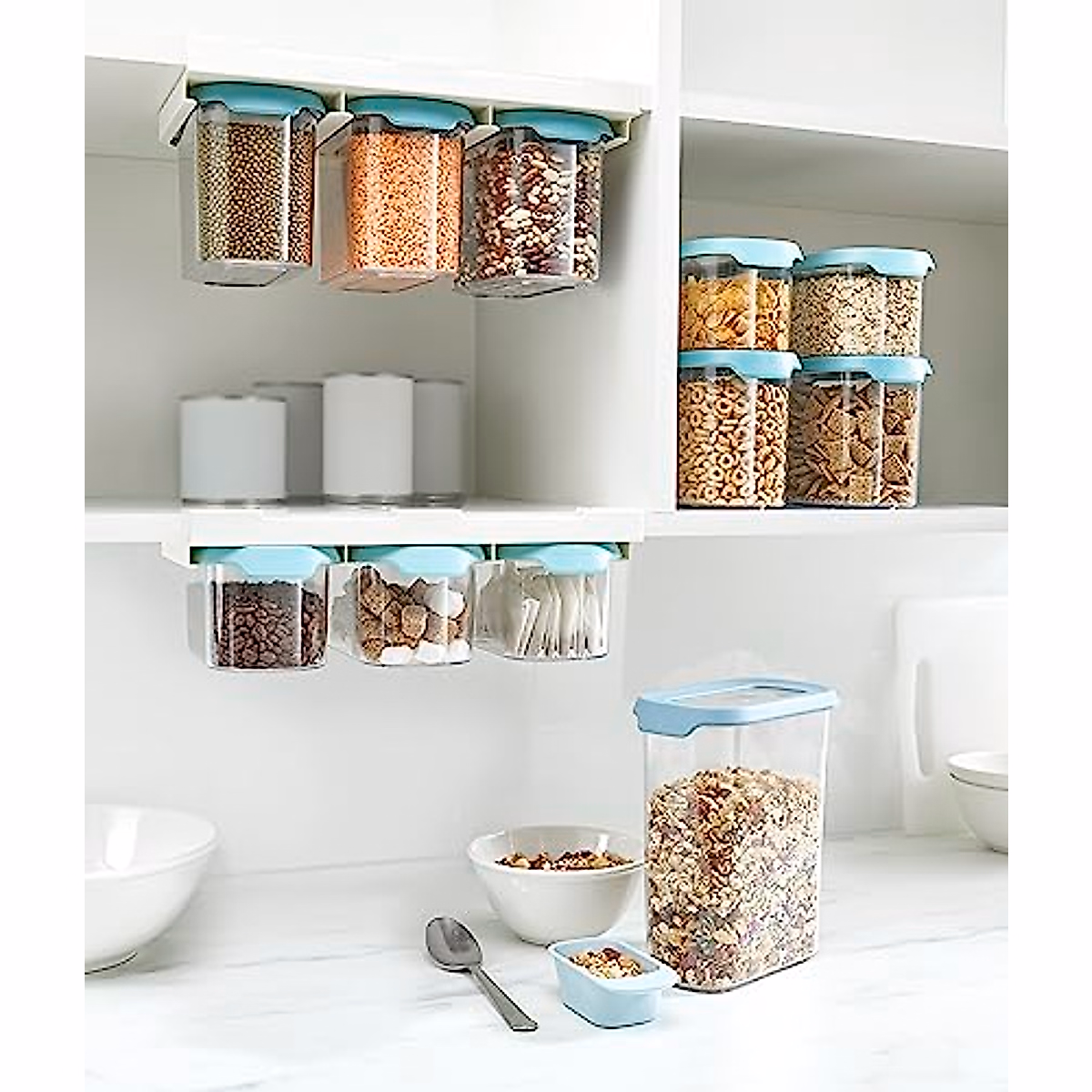 Joseph Joseph CupboardStore Airtight Easy Pour Food Storage Container Scoop, 5-Piece Set, Opal