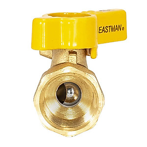Eastman 1/2 Inch FIP x 1/2 Inch OD Flare Female Straight Gas Ball Valve with 1/4-Turn Handle, Brass Plumbing Fitting, 60003