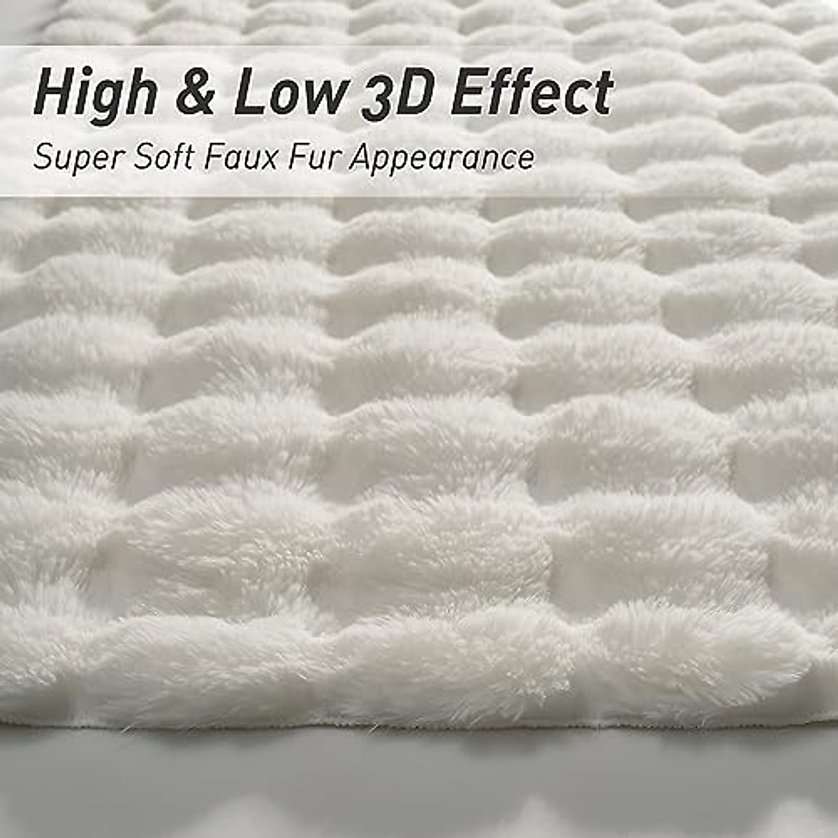 White Fluffy Faux Fur Rug - 2x6 Feet Fuzzy Sheepskin Throw Rug, Ultra Soft Shag Rug for Bedroom,Living Room,Fireplace,Nursery Decor
